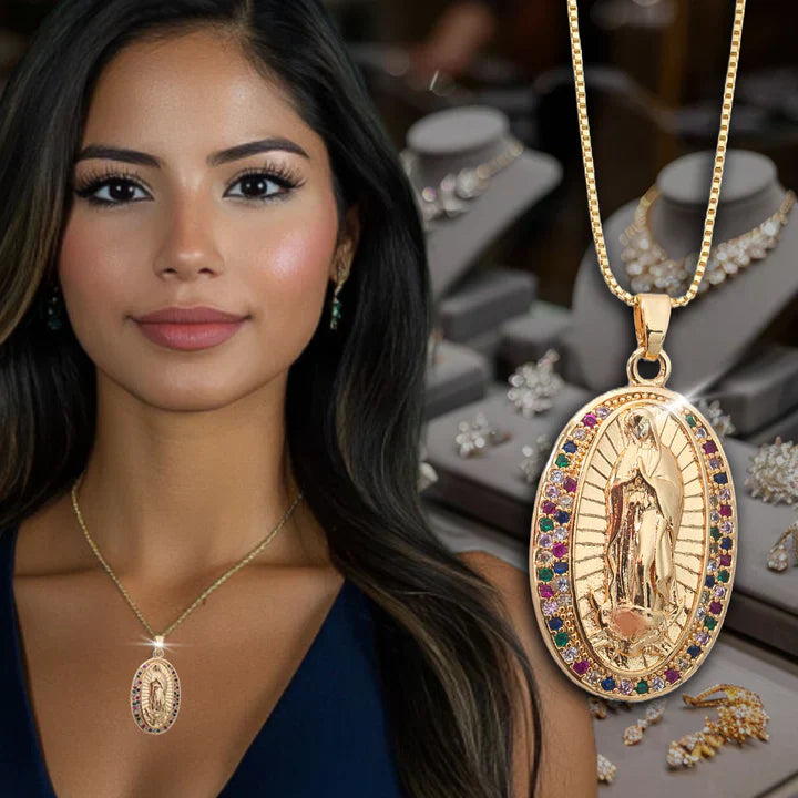 💯 ¡ENVÍO GRATIS! Collar Virgen María Oro 18K – Tienda Guatemala